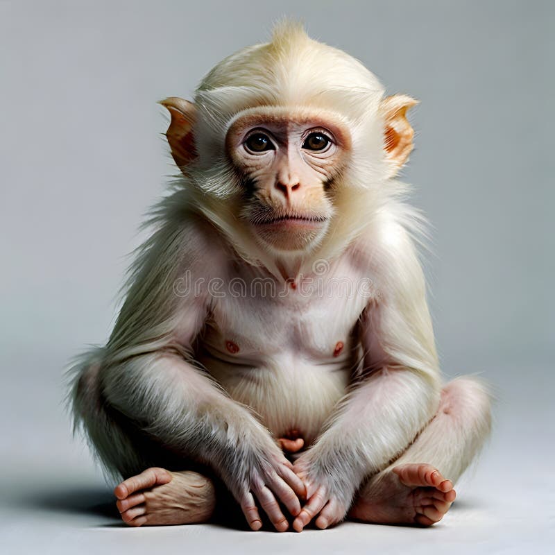 A White Monkey in White Background: Mystic Albino Monkey Portrait with ...
