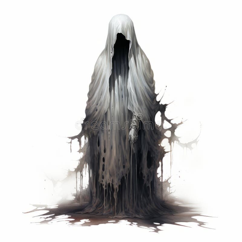 Ghostly Specter Drawing on White Background - Reimagined Religious Art ...
