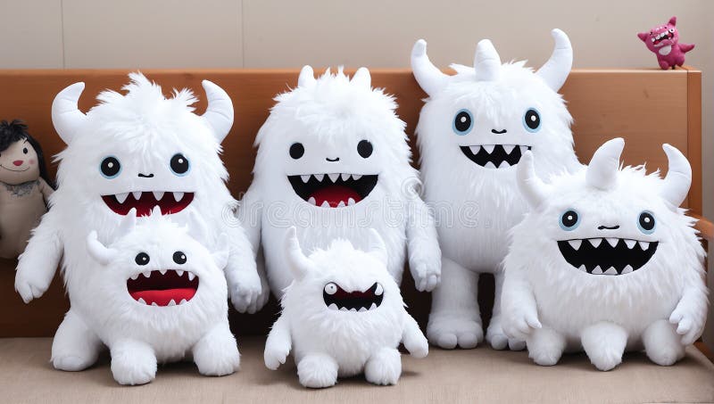 White Monsters Plush Dolls Stuffed Ai Generated Stock Illustration ...