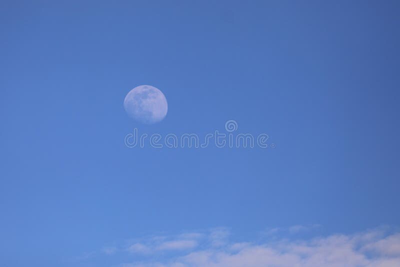 White Moon on the Blue Sky in Daytime Stock Image - Image of cyan ...