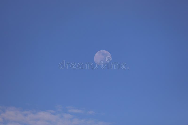White Moon on the Blue Sky in Daytime Stock Photo - Image of daylight ...