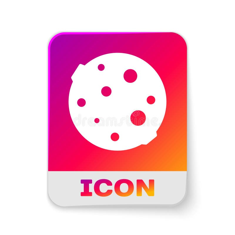 White Moon Icon Isolated on White Background. Rectangle Color Button ...