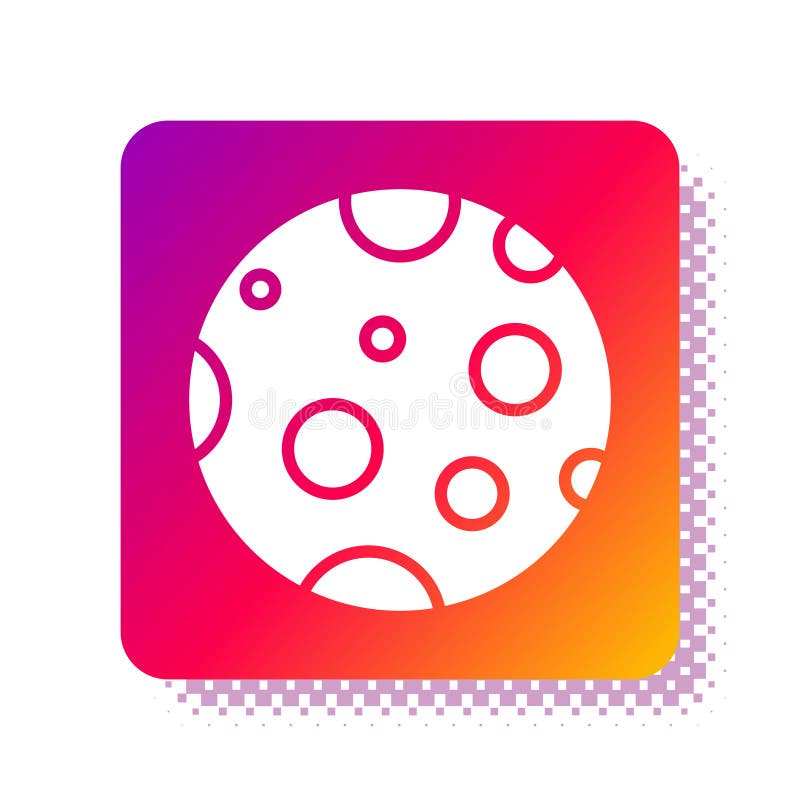 White Moon Icon Isolated on White Background. Square Color Button Stock ...