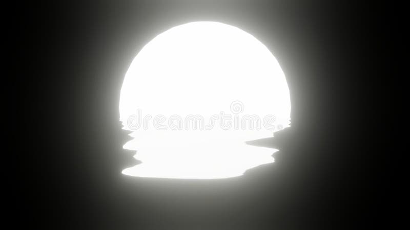 White Moon Reflection in Water or the Ocean on Black Background Stock ...