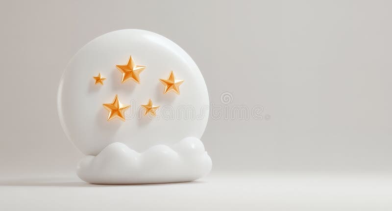 White Moon Shaped Decor with Golden Stars on Cloud Base for Dreamy ...