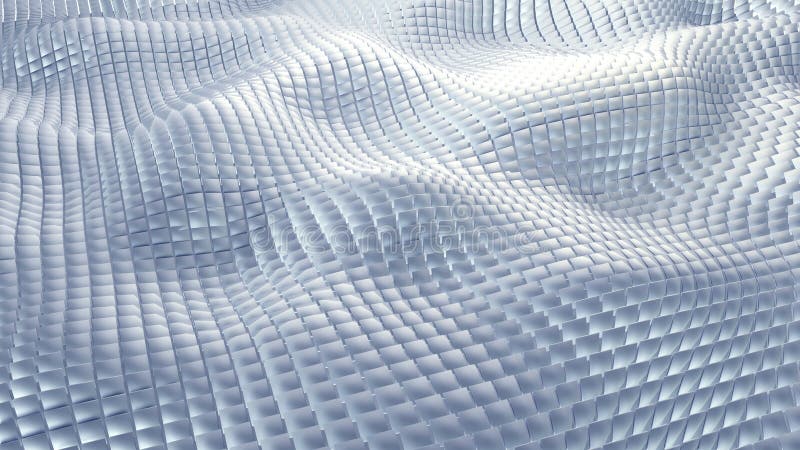 White Mosaic Background, 3D Waves from Square Shapes, Technology ...