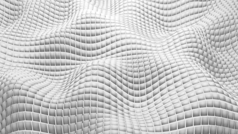 White Mosaic Background, 3D Waves from Square Shapes, Technology ...