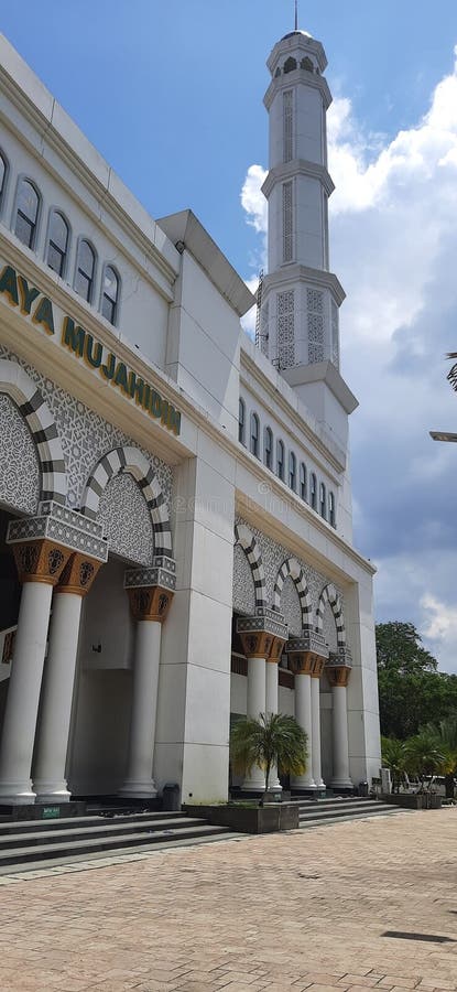 The white mosque tower stock photo. Image of architect - 373877066