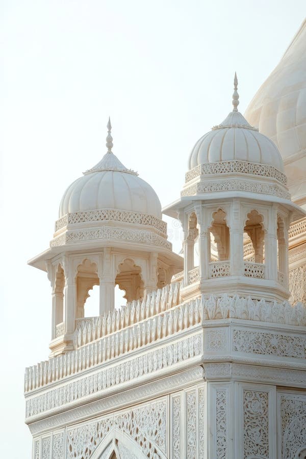 A White Mosque with Two Domes on Top Stock Illustration - Illustration ...