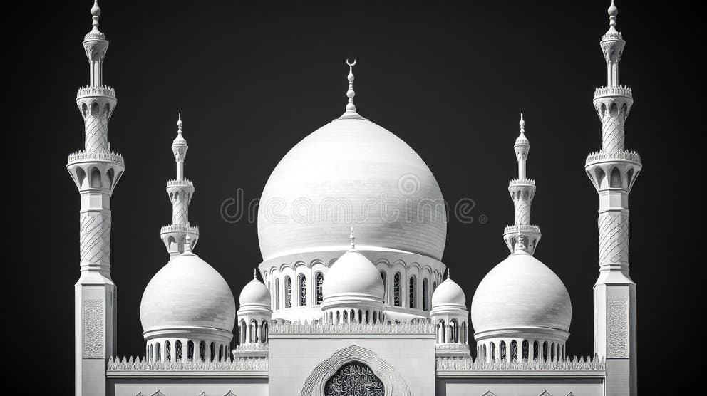White Mosques on Black Background Stock Illustration - Illustration of ...
