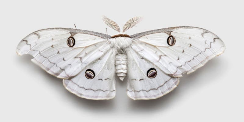 White Moth with Spread Wings on Light Background. Generative Ai Stock ...