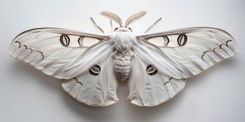 White Moth with Spread Wings on Light Background. Generative Ai Stock ...