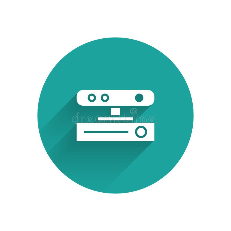 White Motion Sensor Icon Isolated with Long Shadow. Green Circle Button ...