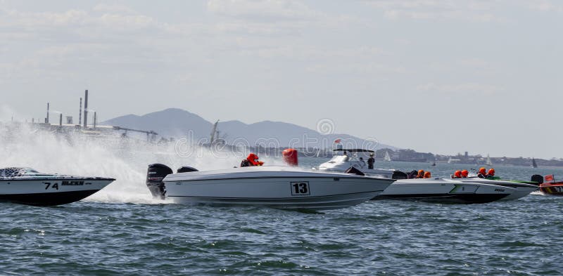 Motorboats Racing Fast in the Ocean Editorial Photography - Image of ...
