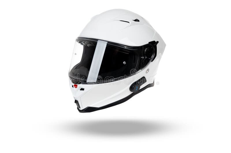 White Motorcycle Carbon Integral Crash Helmet Isolated on White. High ...