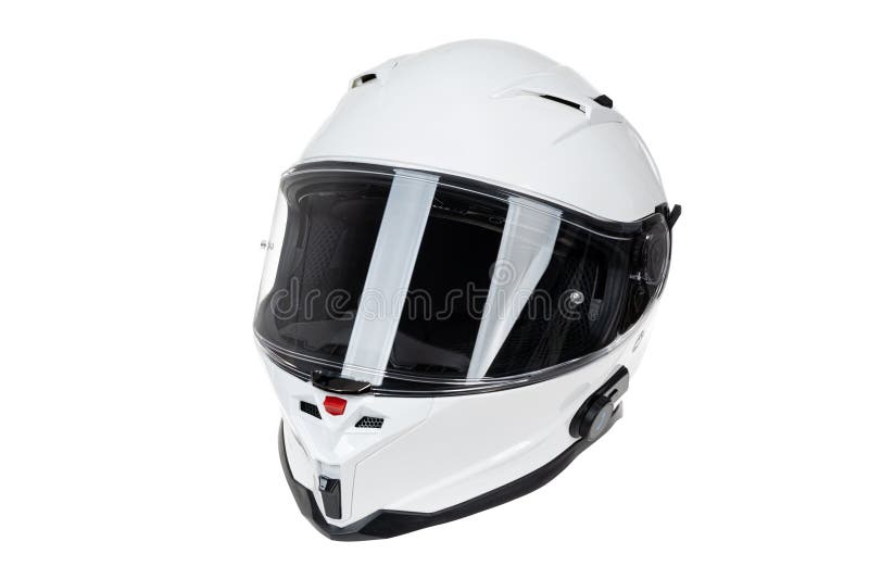 White Motorcycle Carbon Integral Crash Helmet Isolated on White. High ...