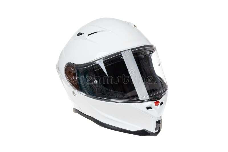 White Motorcycle Carbon Integral Crash Helmet Isolated on White. High ...