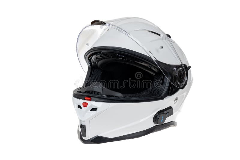 White Motorcycle Carbon Integral Crash Helmet Isolated on White. High ...