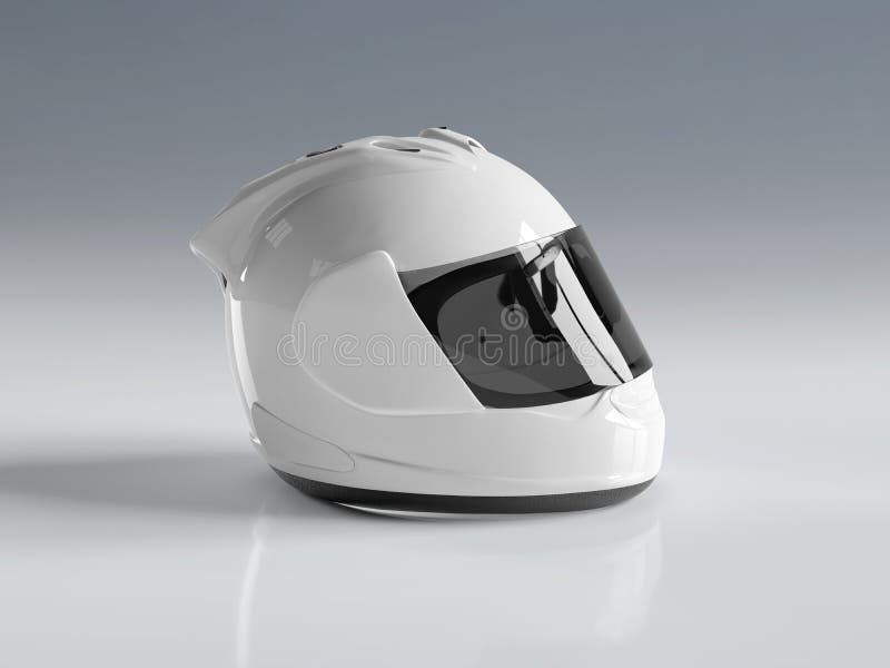 White Motorcycle Helmet Isolated on White Mockup 3D Rendering Stock ...