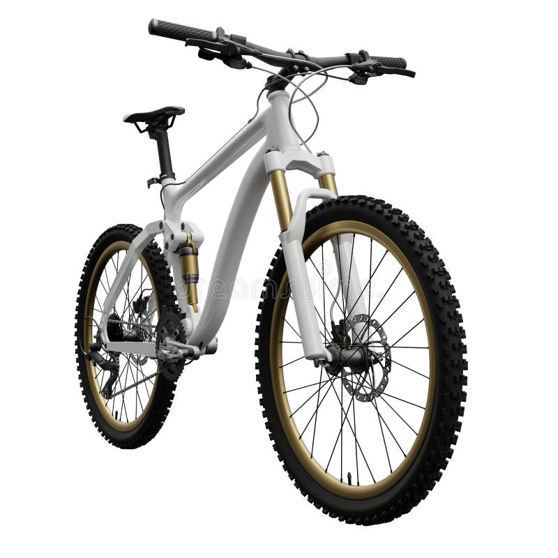 White Mountain Bike on an Isolated White Background. 3d Rendering ...