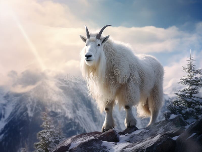 White Mountain Goat Made with Generative AI Illustration Stock ...