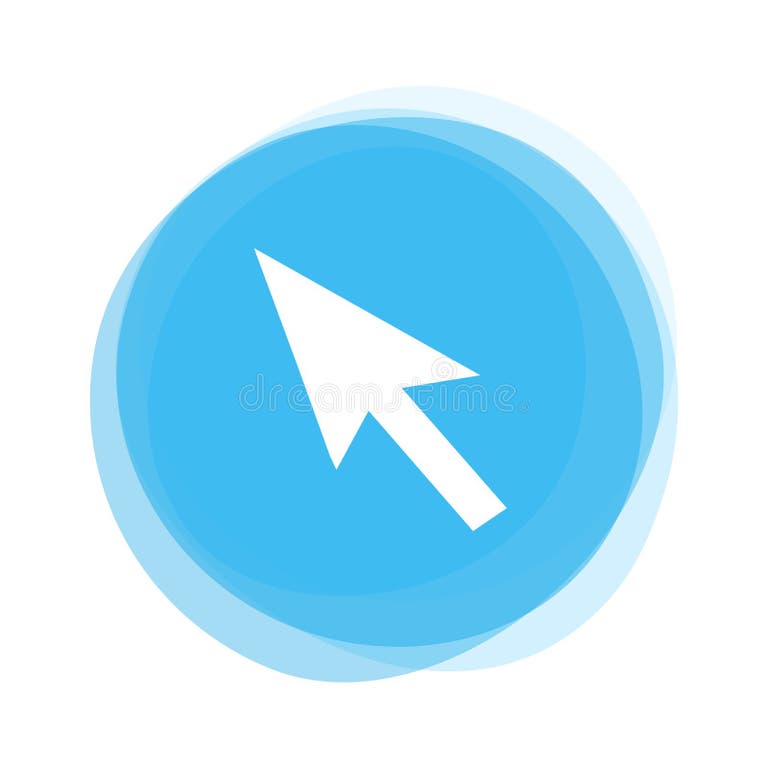 White Mouse Arrow on Light Blue Button Stock Illustration ...