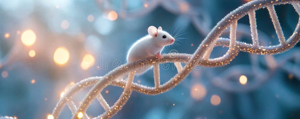 White Mouse on the Branch of a DNA Strand. Generative AI. Stock ...