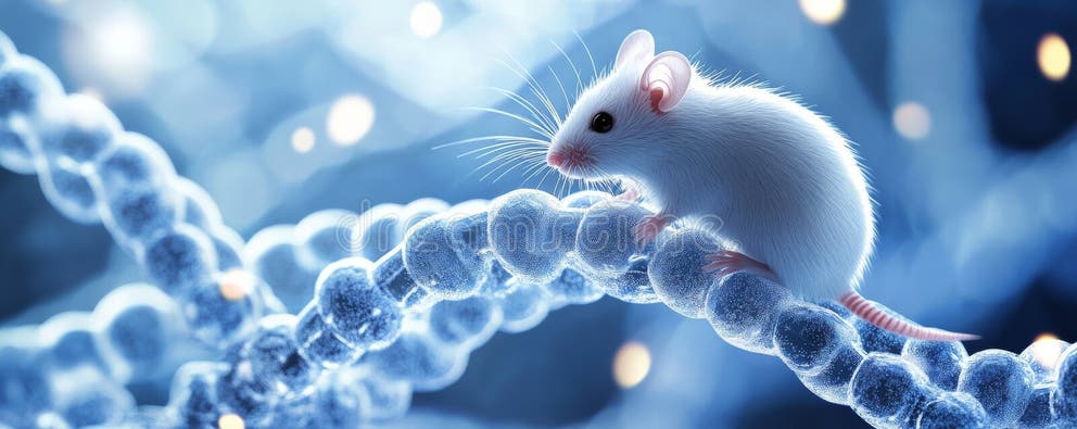 White Mouse on the Branch of a DNA Strand. Generative AI. Stock ...