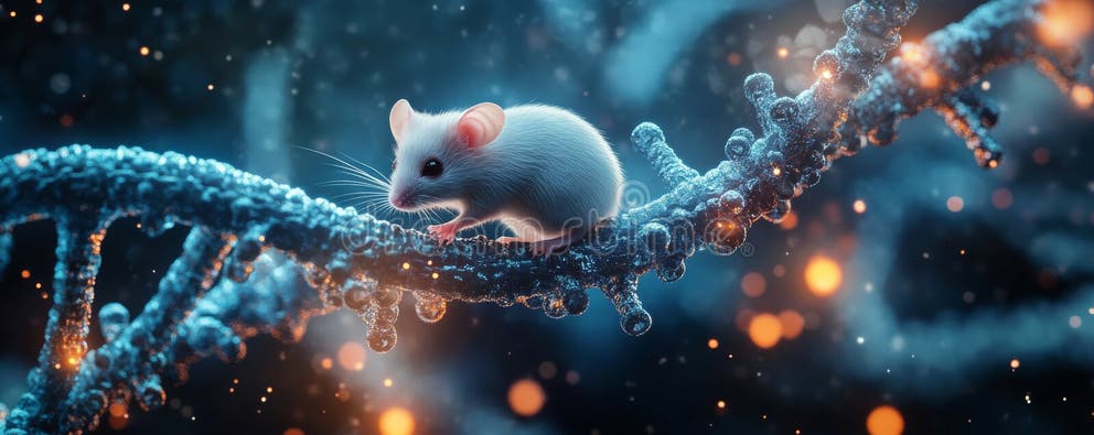 White Mouse on the Branch of a DNA Strand. Generative AI. Stock ...