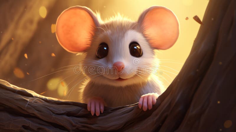 Beautiful Wallpaper: Cute Mouse in Hyper-detailed Illustration Stock ...