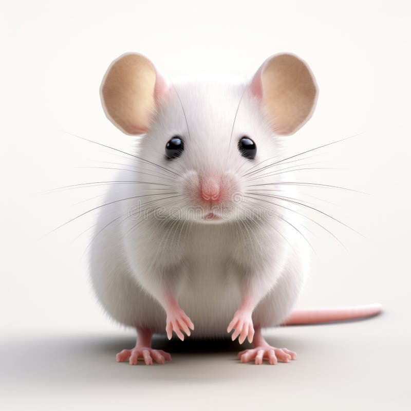 White Mouse on Clean Background: Realistic and Imaginative 3d Render ...