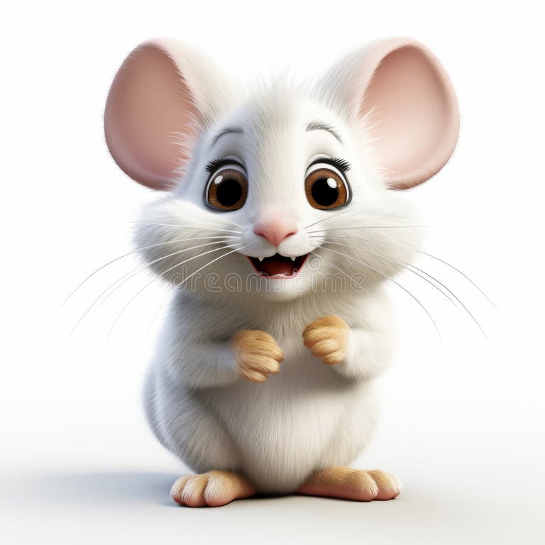 Charming 3d Pixar Style White Mouse Baby with Detailed Facial Features ...