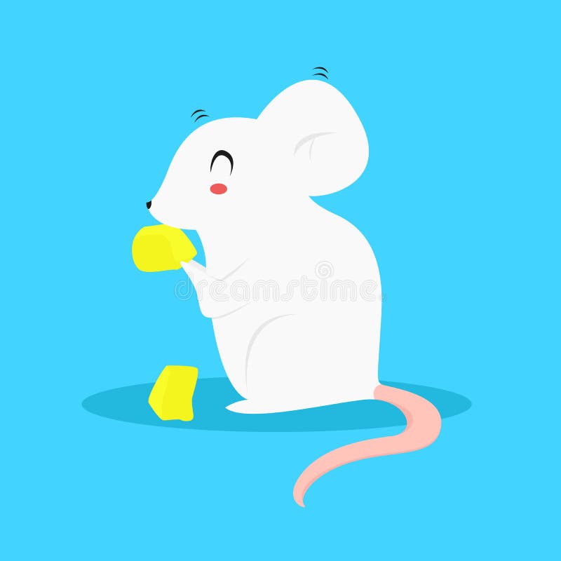 White Mouse Eating Cheese Vector Stock Vector - Illustration of clip ...