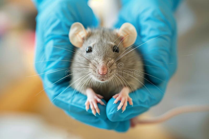 White Mouse in the Hands of a Laboratory Assistant in the Laboratory ...