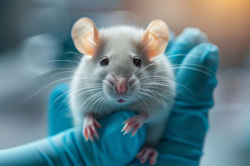 White Mouse in the Hands of a Laboratory Assistant for Scientific ...
