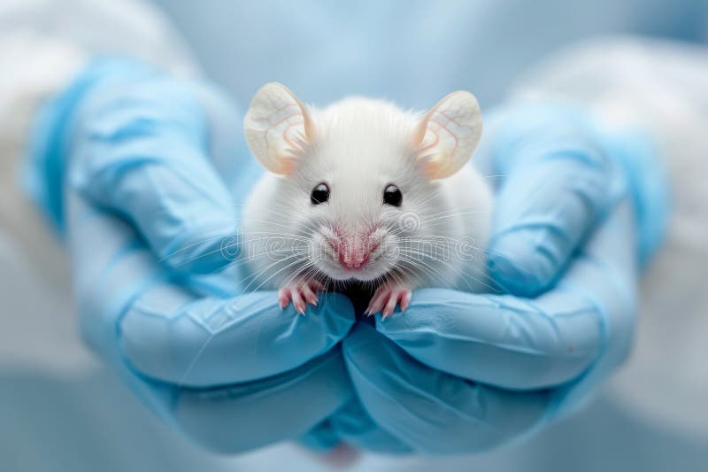 White Mouse in the Hands of a Researcher in the Laboratory Stock Photo ...