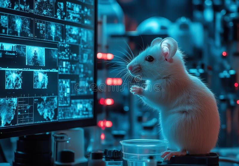 White Mouse in a High-tech Laboratory Environment Stock Illustration ...