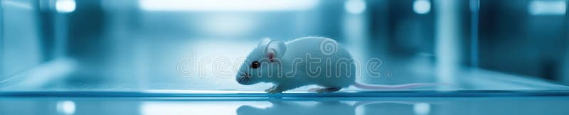 White Mouse in a High Tech Transparent Lab Cage for Scientific Research ...