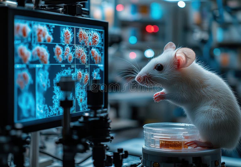 Scientist Observing Mice in a Laboratory Research Environment Stock ...