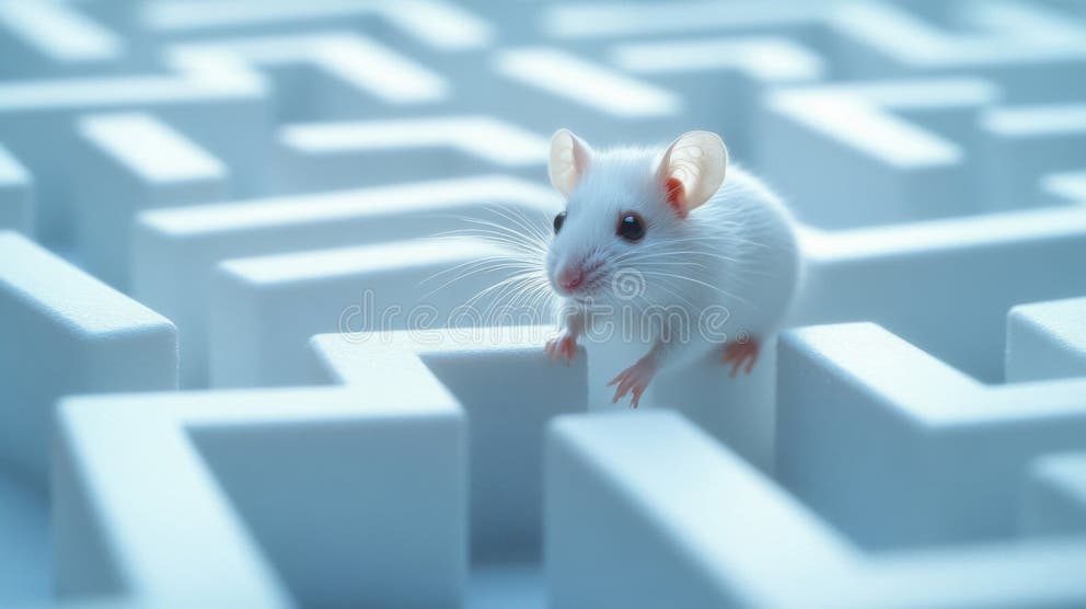 White Mouse in a White Maze Stock Illustration - Illustration of ...