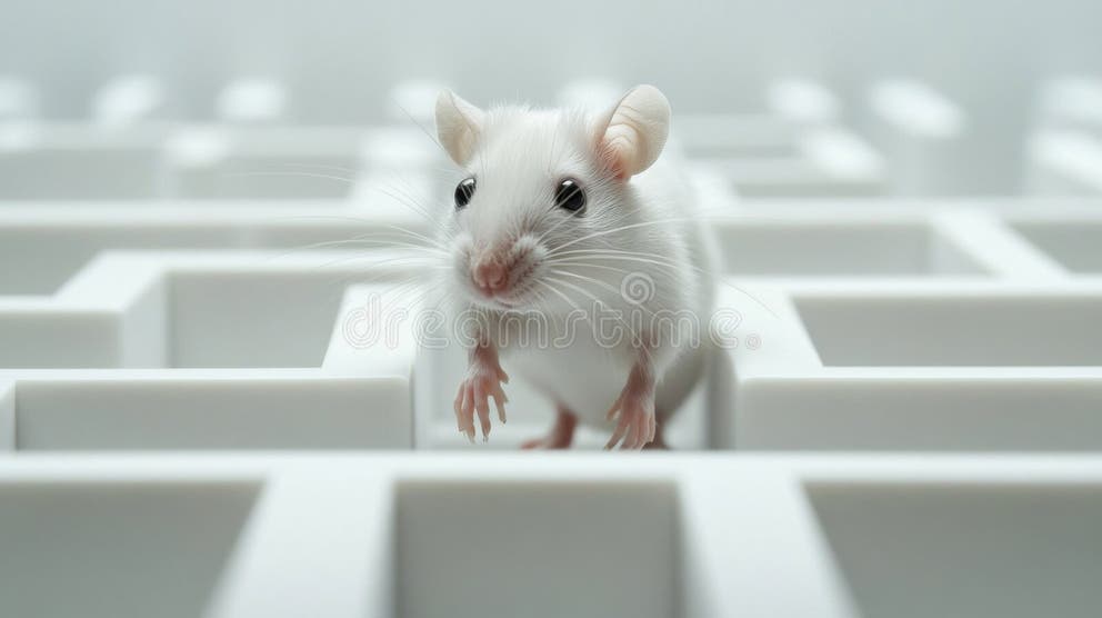 White Mouse in a White Maze Stock Illustration - Illustration of ...