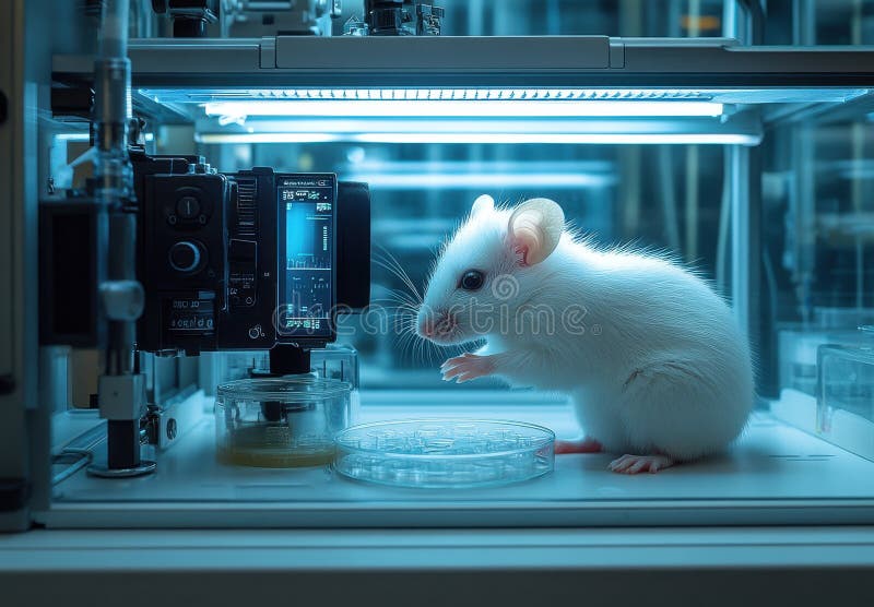 Scientist Observing Mice in a Laboratory Research Environment Stock ...