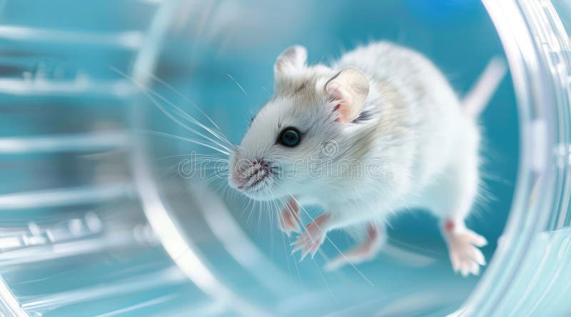 White Mouse on a Running Wheel Showcasing Pet Activity Stock ...