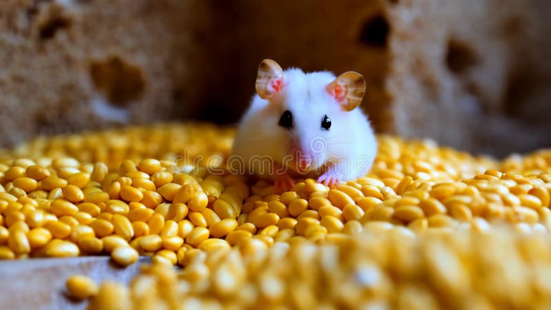 White Mouse is Sitting on a Pile of Yellow Corn Stock Footage - Video ...