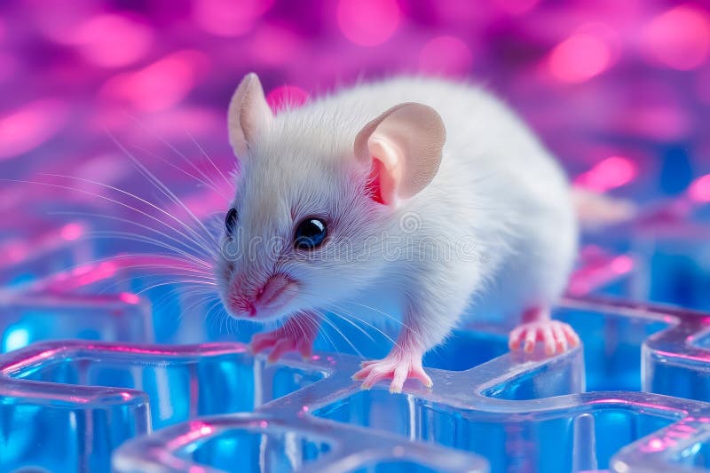 A White Mouse Sitting on Top of an Ice Cube Stock Image - Image of side ...