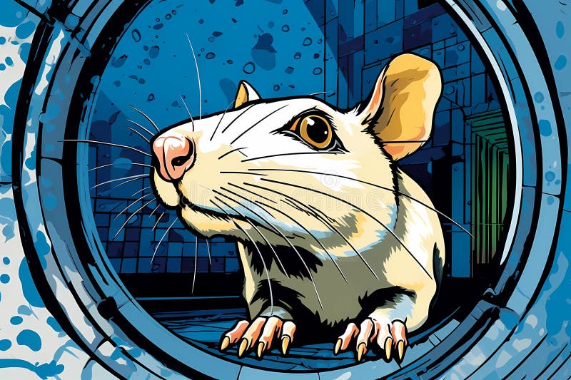 The White Mouse Sniffs and Climbs into the Window Stock Illustration ...