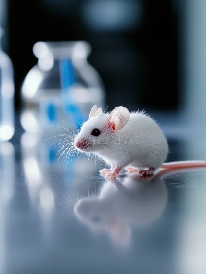White Mouse in a Sterile Laboratory Setting for Scientific Research and ...