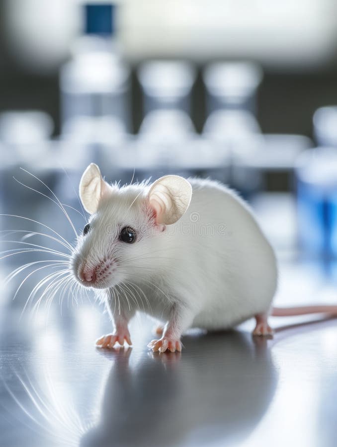 White Mouse in a Sterile Laboratory Setting for Scientific Research and ...