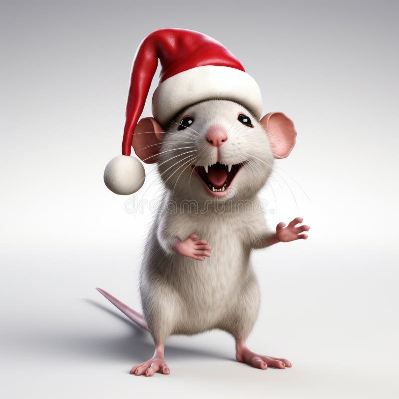 Cute Rat in Santa Claus Hat: 3d Rendering with Octane Render Stock ...