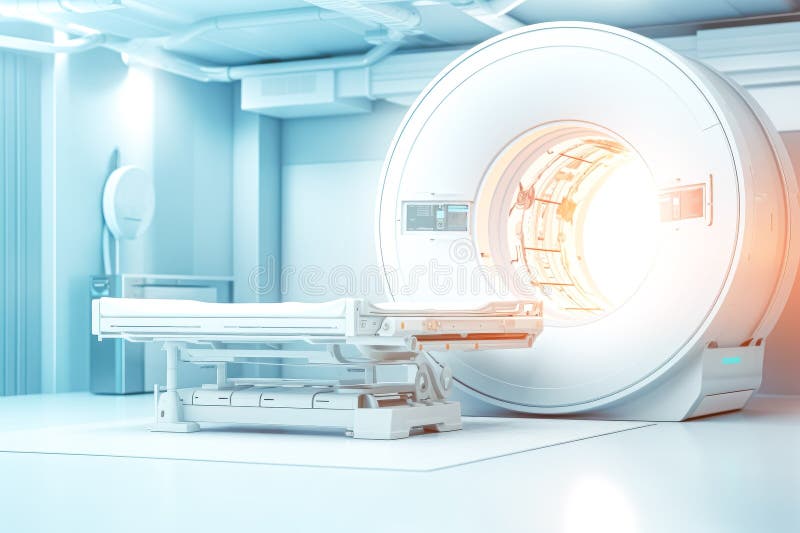 A White MRI Machine with a Blue Screen. Stock Image - Image of science ...